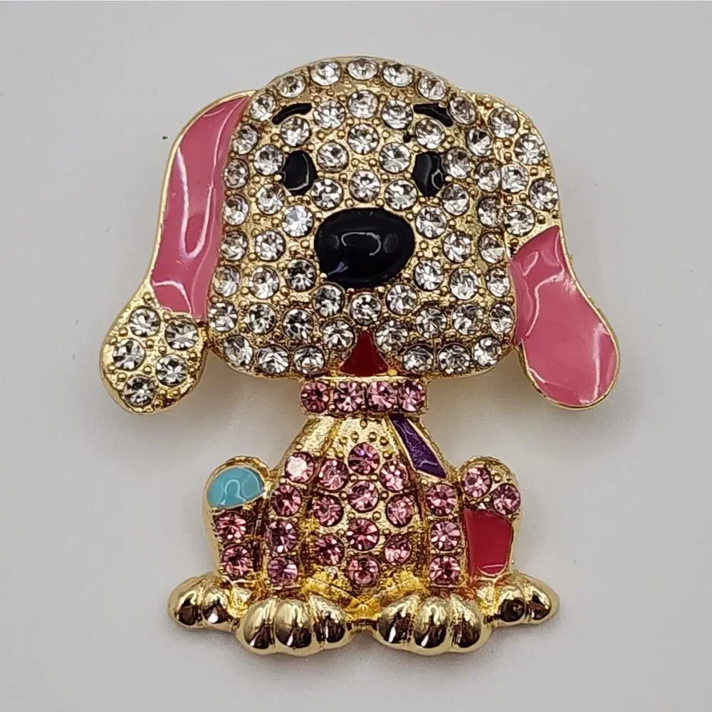 Boutique | Jewelry | Puppy Dog Brooch Rhinestones And Enamel Cartoon ...